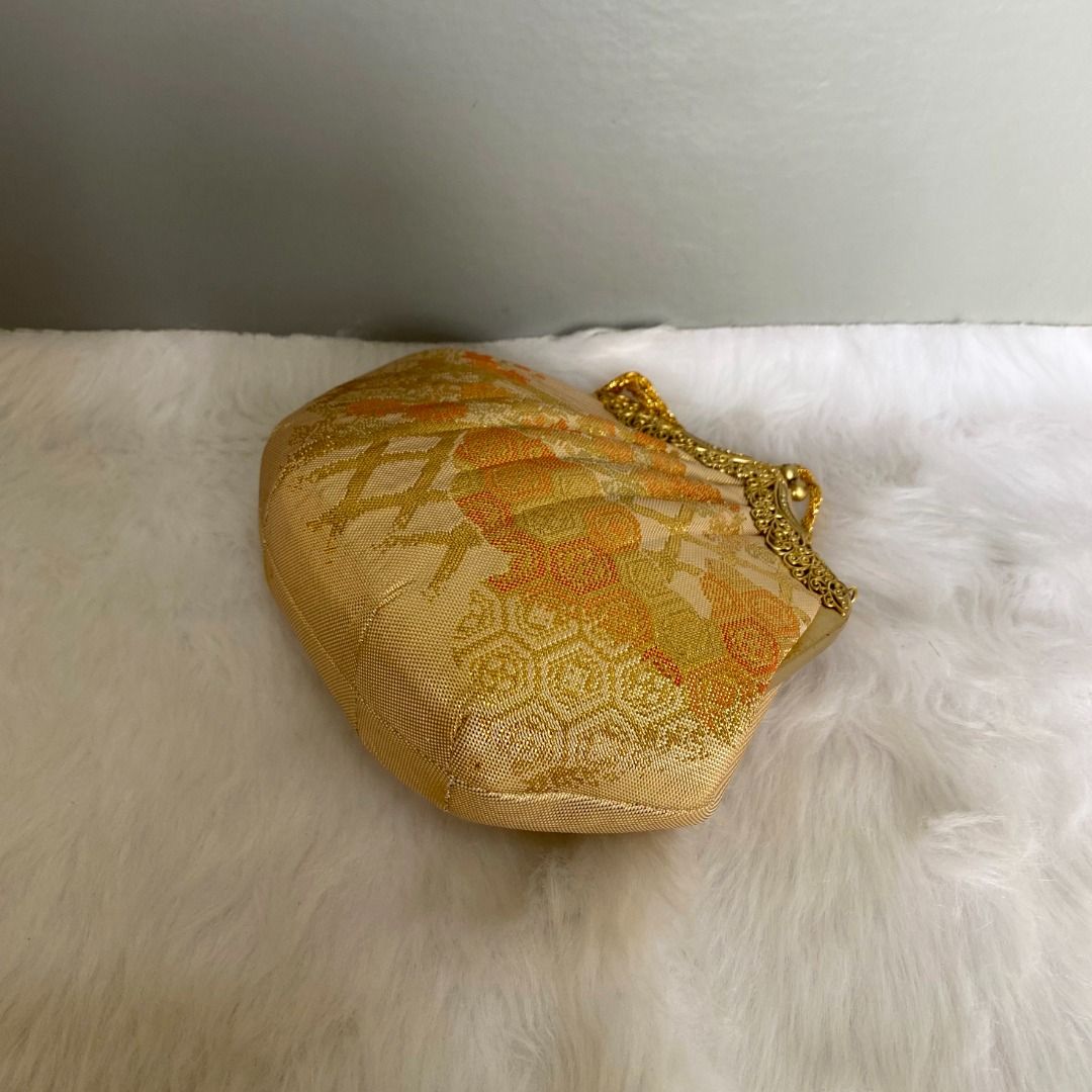 Kinwashi Japan Vintage Gold Floral Clutch Bag, Women's Fashion, Bags ...