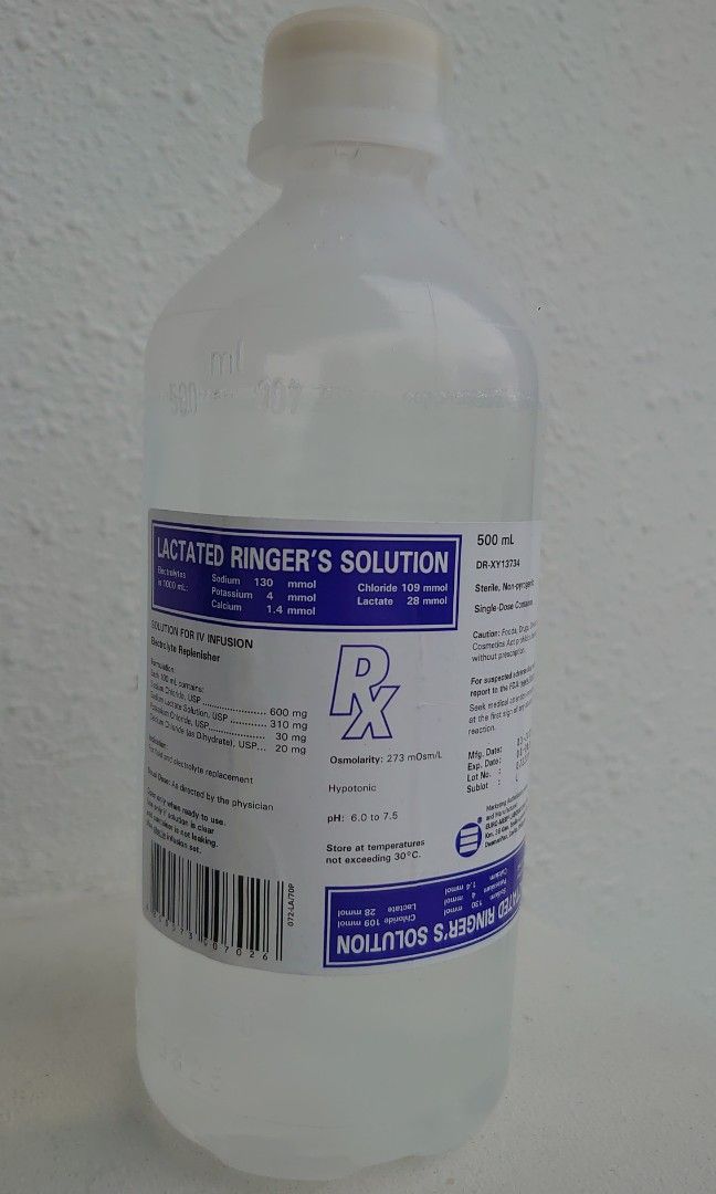 Lactated Ringer's Solution, 7x (500 mL bottle), Health & Nutrition ...