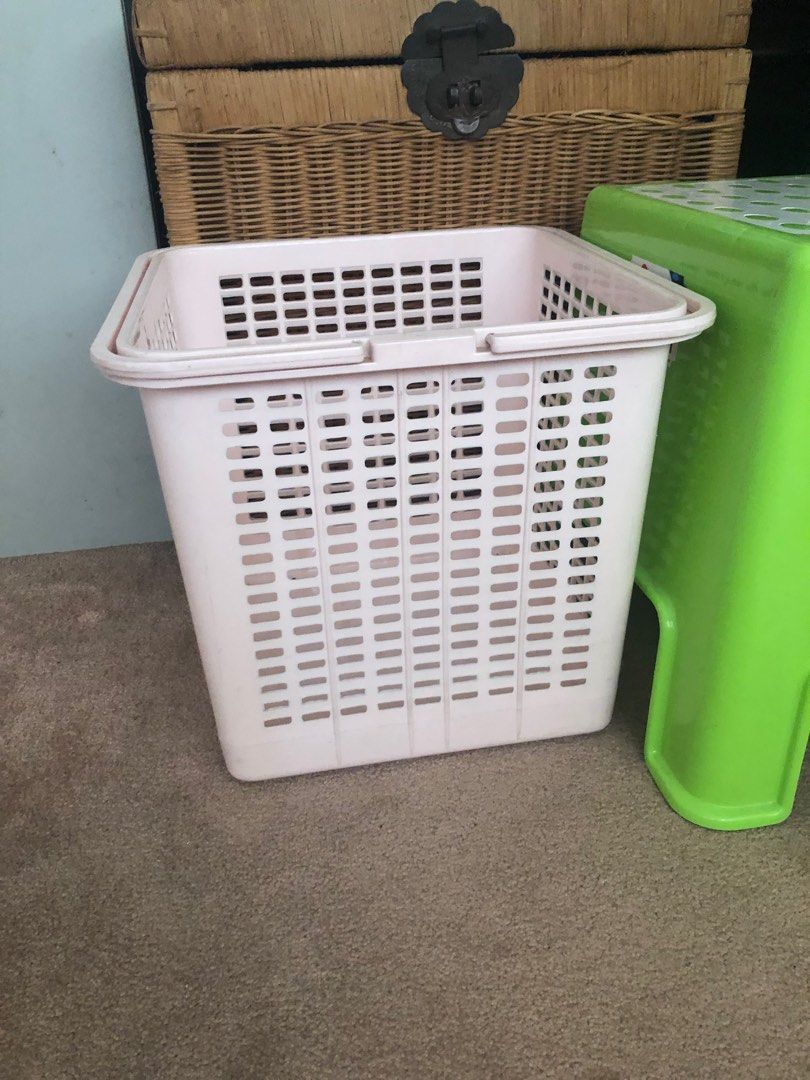 Light pastel pink Laundry Basket, Furniture & Home Living, Home ...