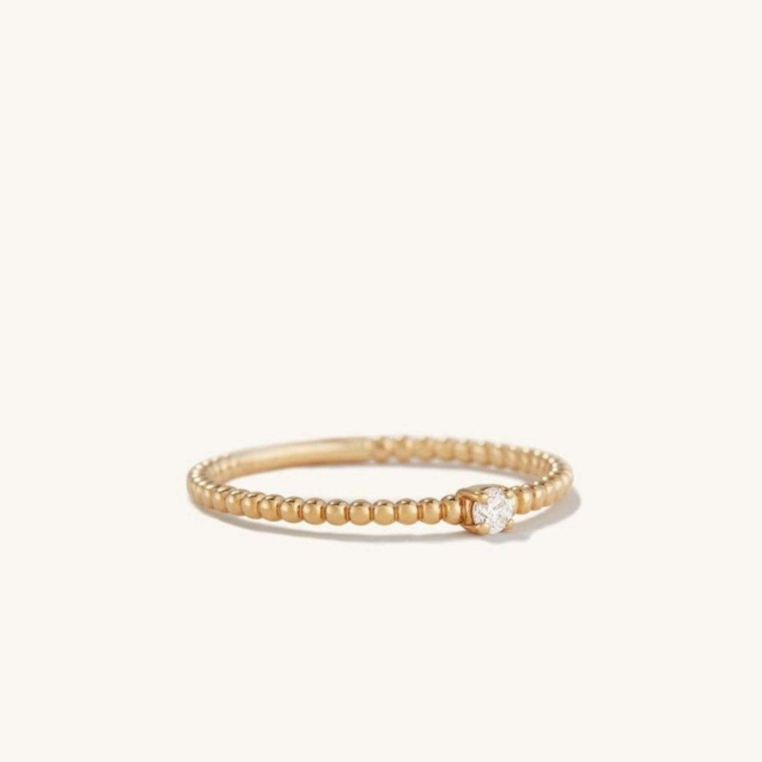Mejuri Diamond Beaded Ring 14K Yellow Gold, Women's Fashion, Jewelry ...
