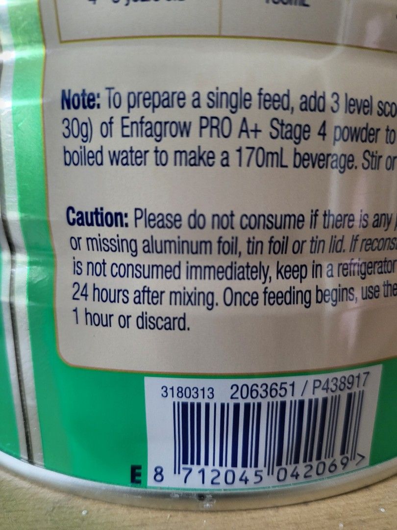 Minor dent 1.8kg Enfagrow Pro A+ Stage 4, Babies & Kids, Nursing ...