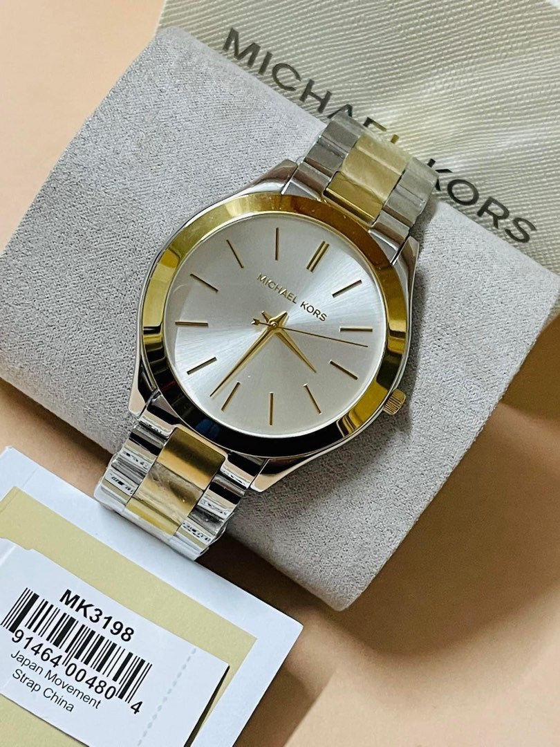 MK TWO TONE SLIM RUNWAY TYPE AUTHENTIC WATCH, Women's Fashion, Watches ...