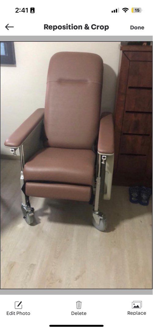 Mobile Recliner Geriatric Chair with Tray, Health & Nutrition ...