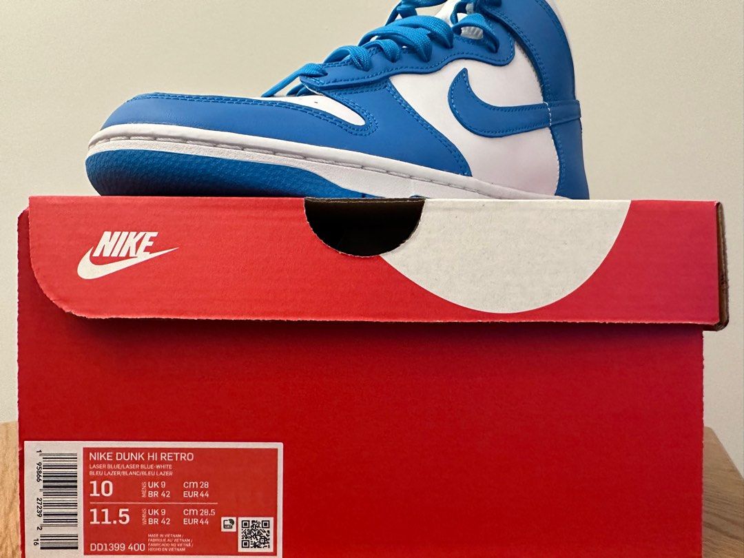 Nike Dunk Hi Retro - Laser Blue, Men's Fashion, Footwear, Sneakers on ...