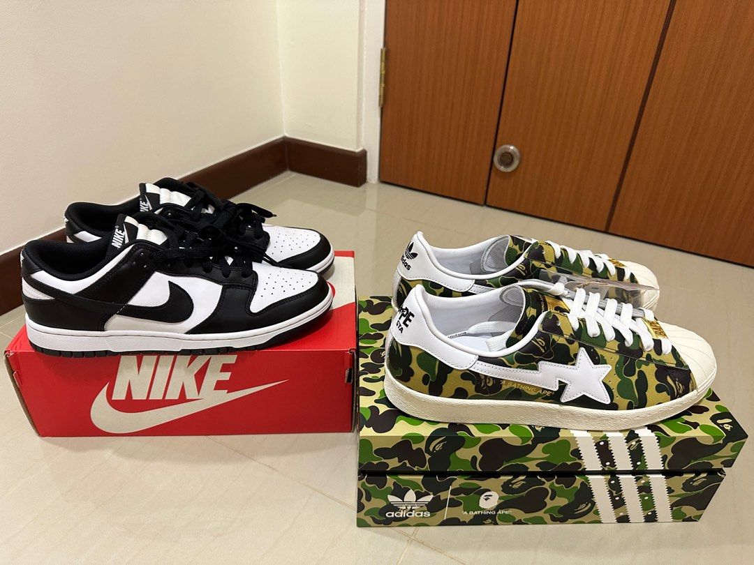 Nike Dunk Low Black & SUPERSTAR80S BAPE, Men's Fashion, Footwear ...