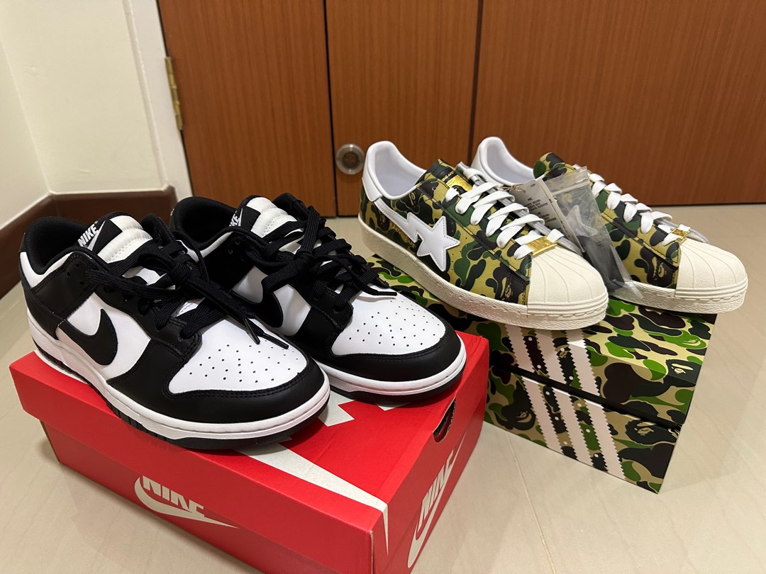 Nike Dunk Low Black & SUPERSTAR80S BAPE, Men's Fashion, Footwear ...