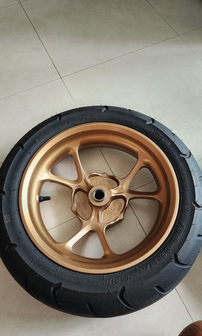 Nmax V2 stock rims and tyres, Motorcycles, Motorcycle Apparel on Carousell