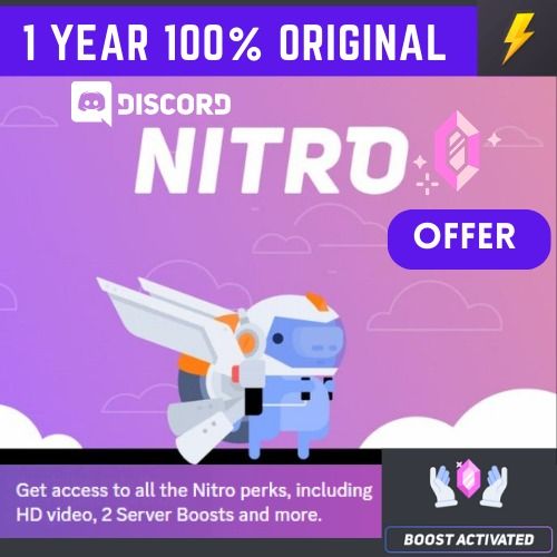 Original Discord Nitro with Boost +1 year+ Cheapest+No Login required ...