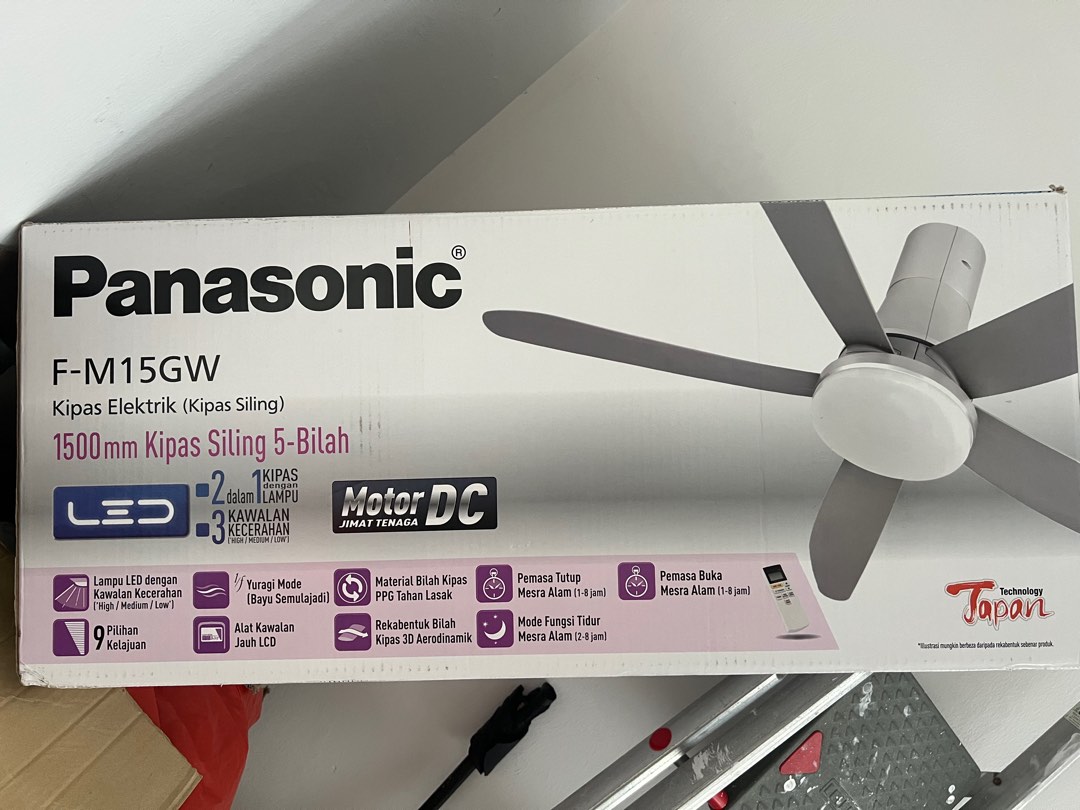 Panasonic DC motor F-M15GW 1500mm 5 blades LED fan, Furniture & Home Living, Lighting & Fans ...
