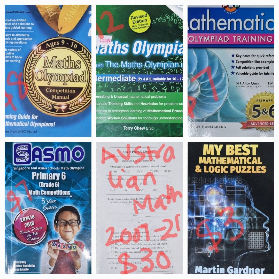 Primary Maths Olympiad books NMOS Mathlympics Terry Chui, Hobbies ...