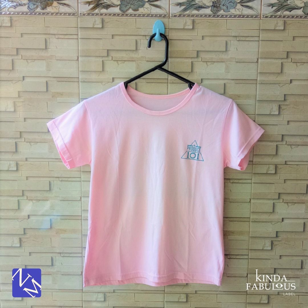 PRODUCE 101 CLASS A ICONIC PINK TEE LOOK ALIKE, Fesyen Wanita, Pakaian ...