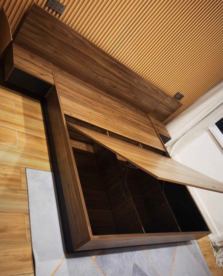 Queen Size Rainer Bed Frame with Storage Compartment with/ without Side Tables in Solid Wooden ...