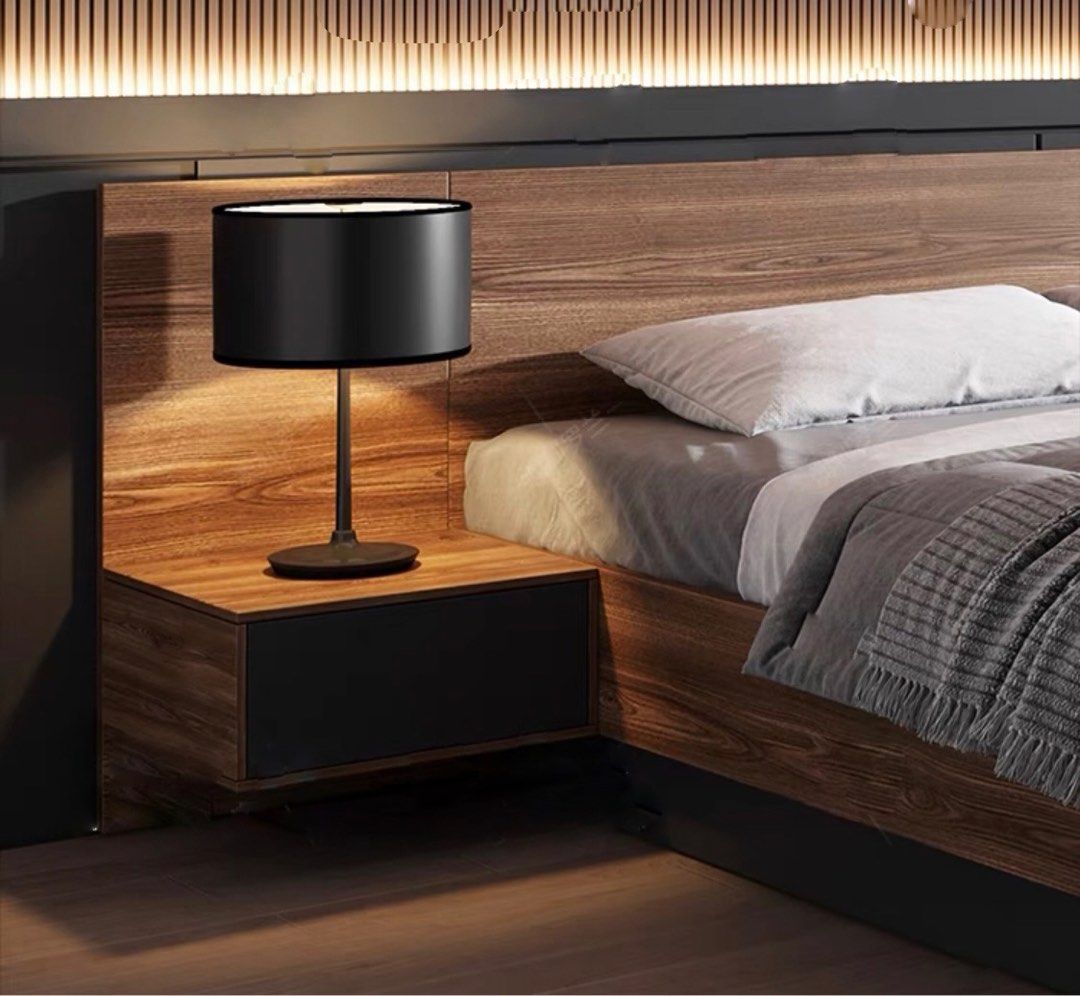 Queen Size Rainer Bed Frame with Storage Compartment with/ without Side Tables in Solid Wooden ...