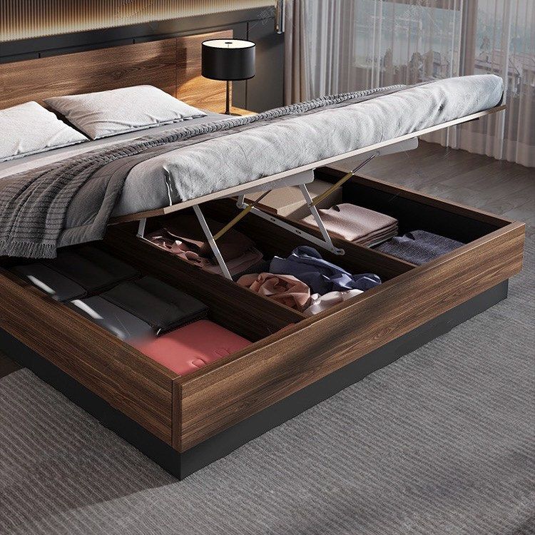 Queen Size Rainer Bed Frame with Storage Compartment with/ without Side Tables in Solid Wooden ...