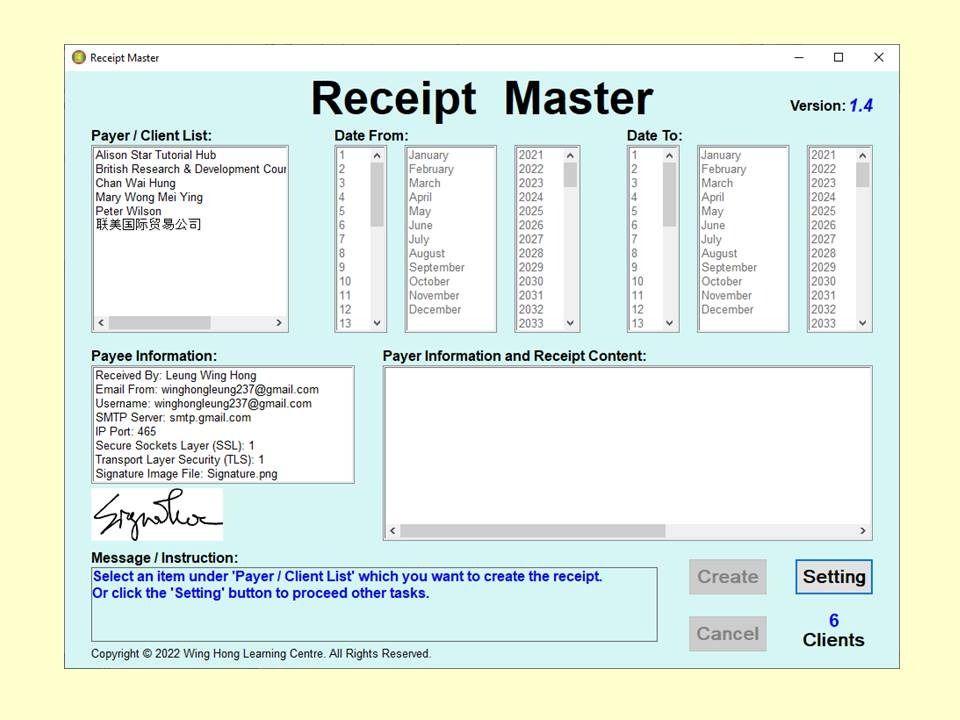 Receipt Master - an excellent application to create receipt and send it ...