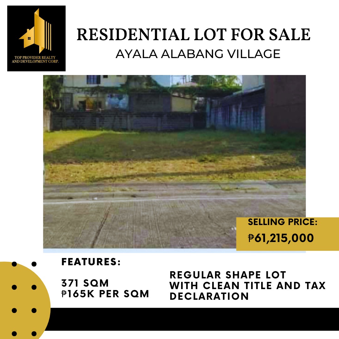 REGULAR SHAPE LOT FOR SALE IN AYALA ALABANG VILLAGE, Property, For Sale ...