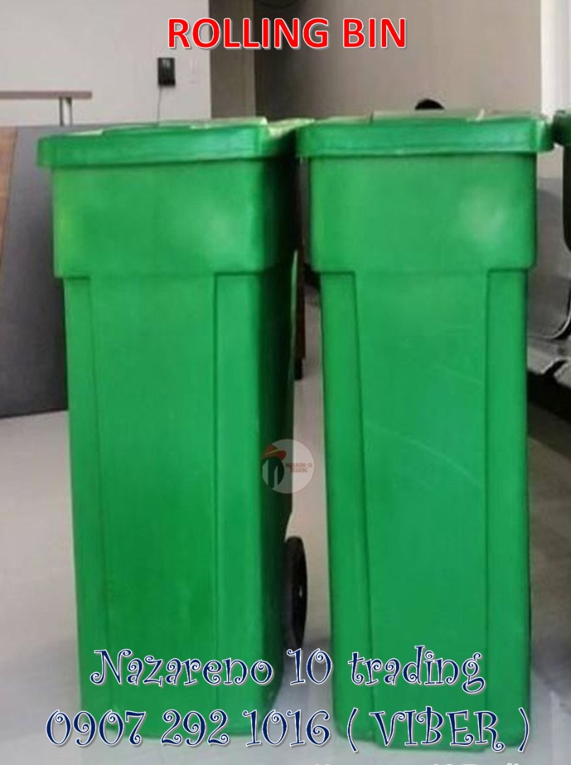 Rolling bin trash bin w/wheels 150L 342, Furniture & Home Living ...