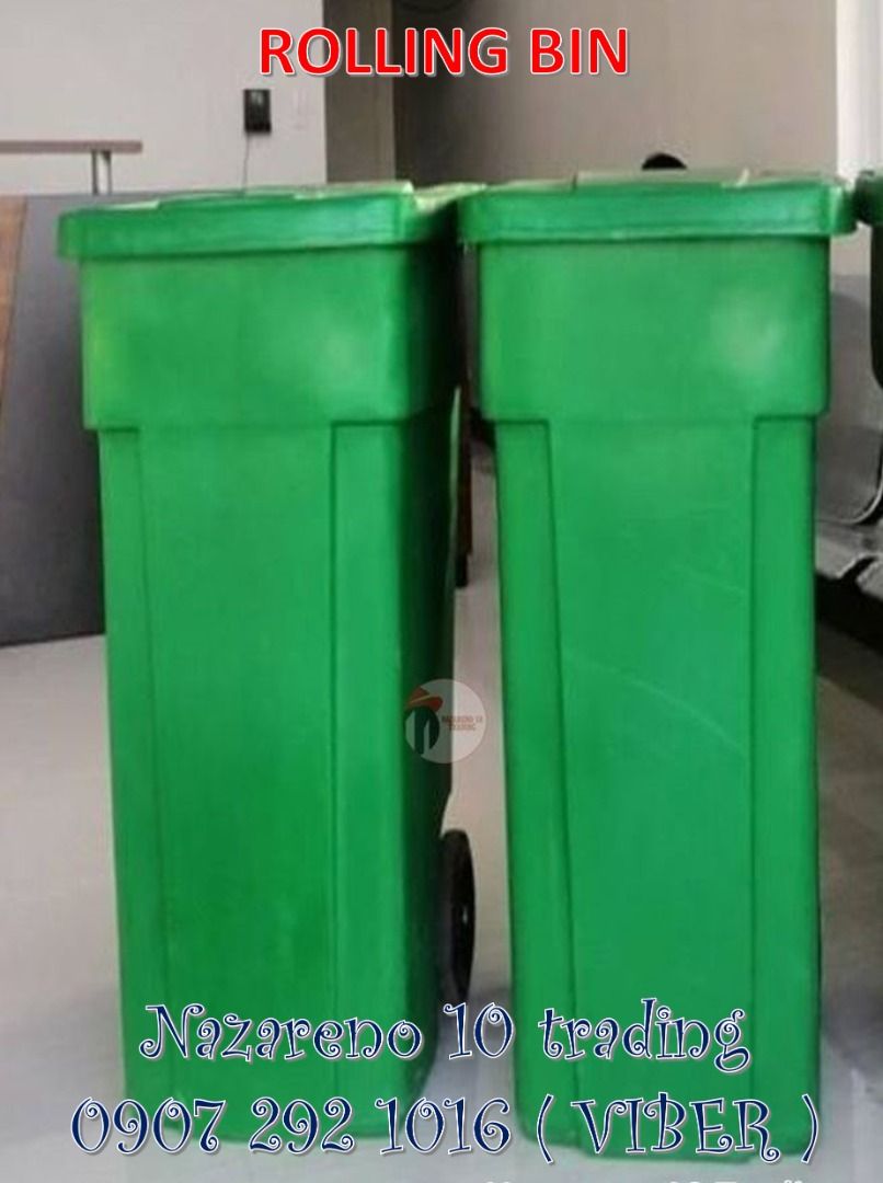 Rolling bin trash bin w/wheels 150L 342, Furniture & Home Living ...