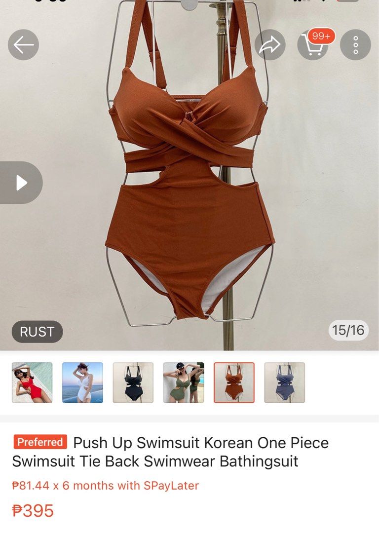 Rust One Piece Swimsuit Brand New Unused, Women's Fashion, Swimwear ...