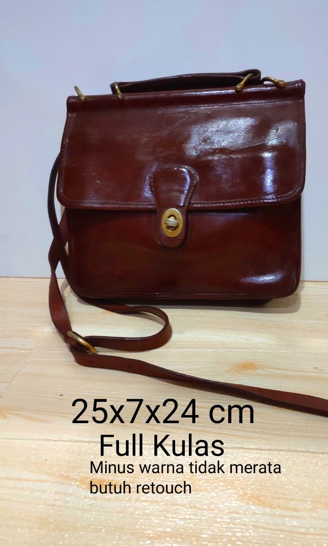 Tas Sling Vintage Full kulit asli Second Bekas seken, Fesyen Wanita ...