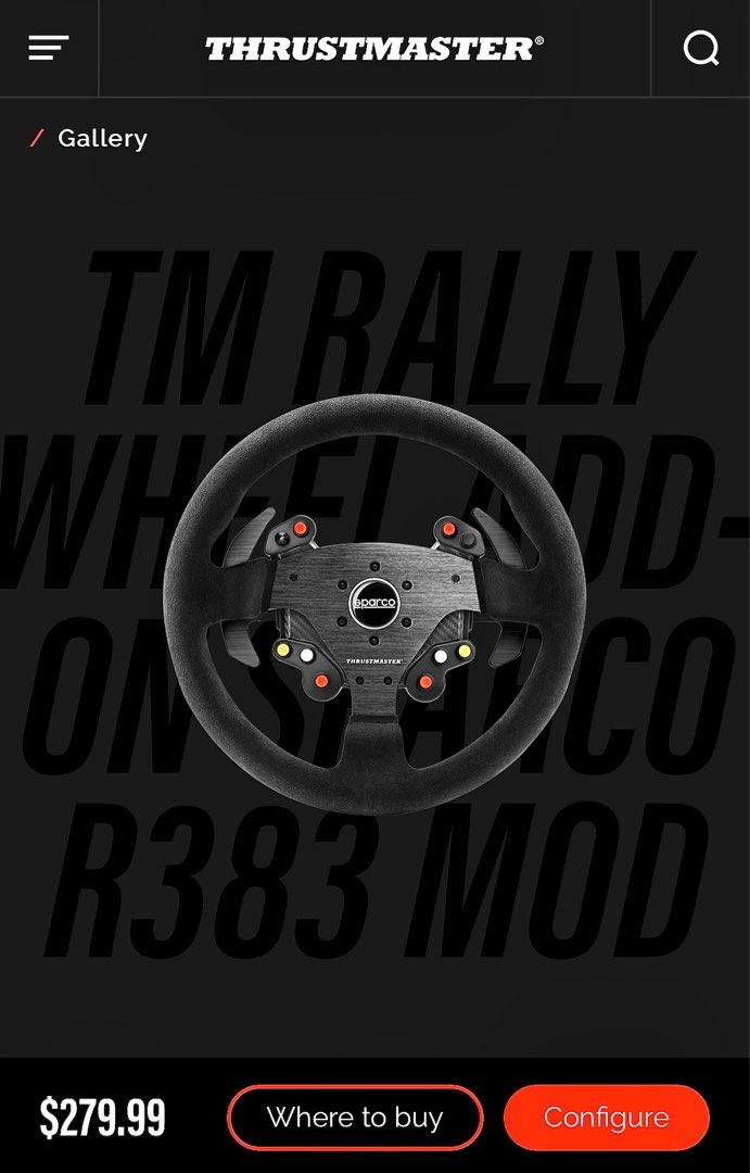 Thrustmaster SPARCO R383 MOD+ (RALLY WHEEL ADD-ON), Hobbies & Toys ...