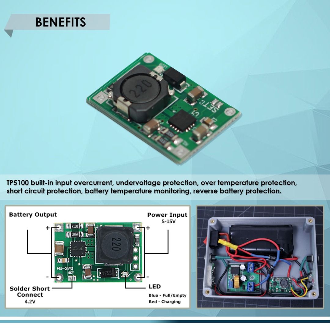 TP5100 CHARGING MANAGEMENT POWER SUPPLY MODULE BOARD, 4.2V 8.4V 2A ...