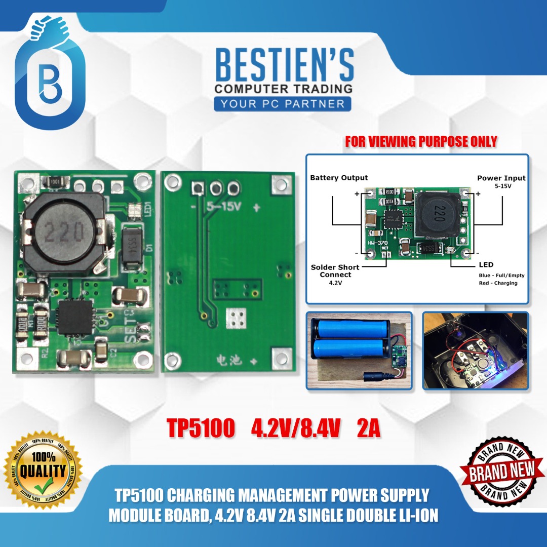 TP5100 CHARGING MANAGEMENT POWER SUPPLY MODULE BOARD, 4.2V 8.4V 2A ...