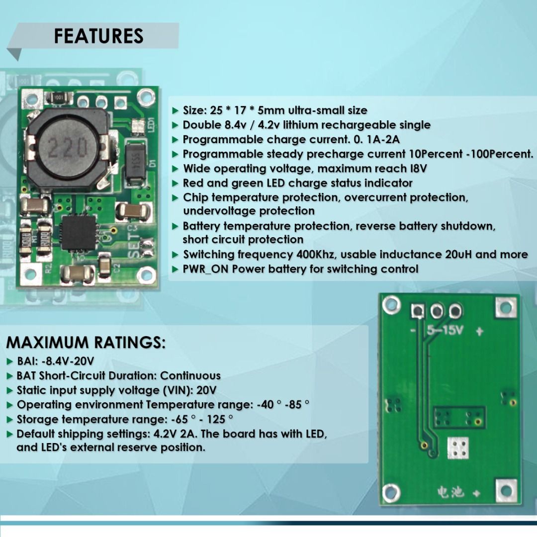 TP5100 CHARGING MANAGEMENT POWER SUPPLY MODULE BOARD, 4.2V 8.4V 2A ...