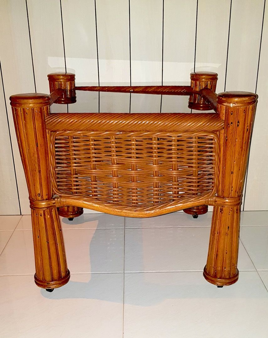 Unique Cane with glass top side table, Furniture & Home Living ...