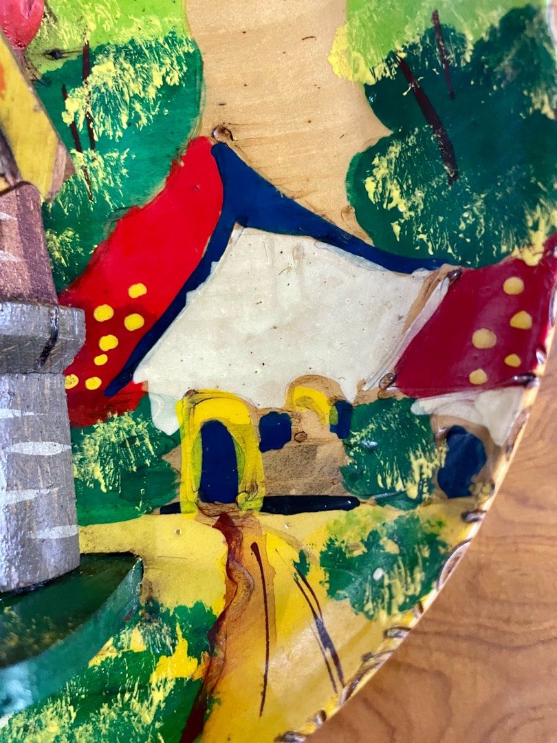 Vintage Dutch Wooden Windmill Plates with Moving Blades Music Box - Mid ...