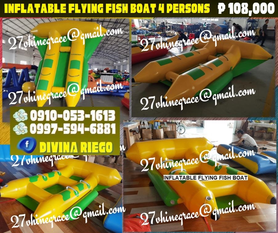 4 PERSONS INFLATABLE FLYING FISH BOAT, Sports Equipment, Sports & Games ...