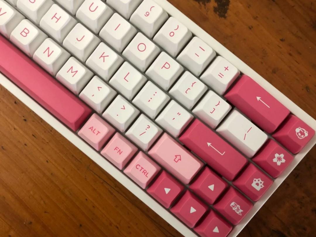 AKKO Pink and White Keycaps key cap doubleshot ASA profile, Computers ...
