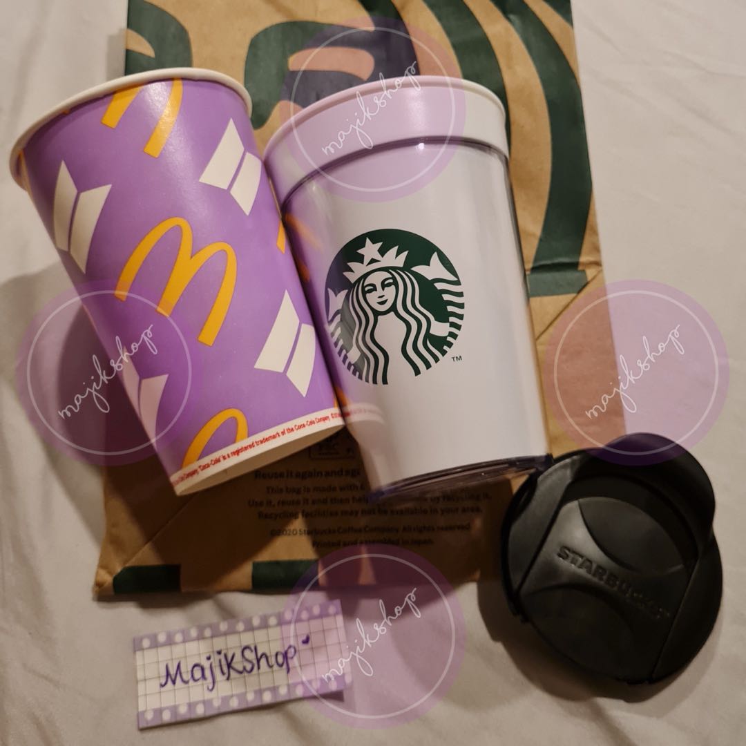 [COD] Starbucks Customizable Tumbler with BTS x McDo Cup, Furniture ...