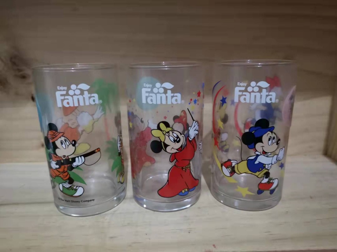 Vintage Fanta x The Walt Disney Glass Collection set of 3, Hobbies ...