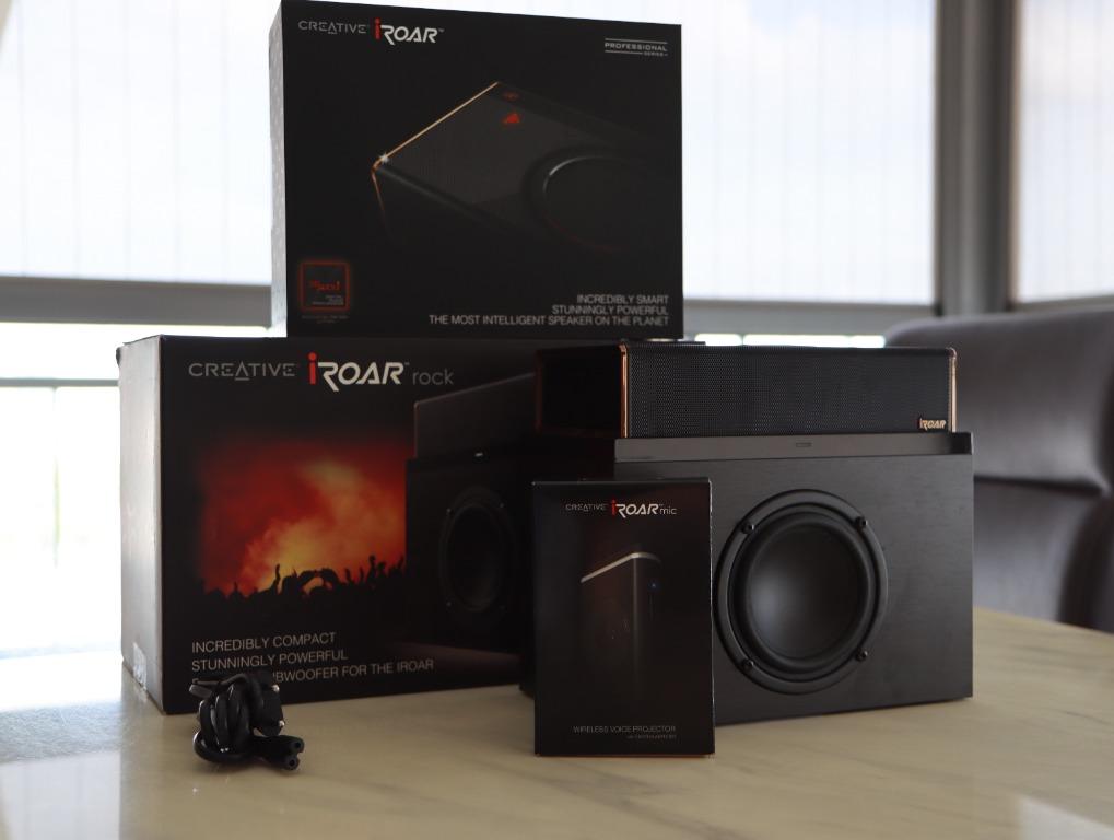 Full Set Creative iRoar + iRoar Rock Docking Subwoofer + iRoar Mic ...