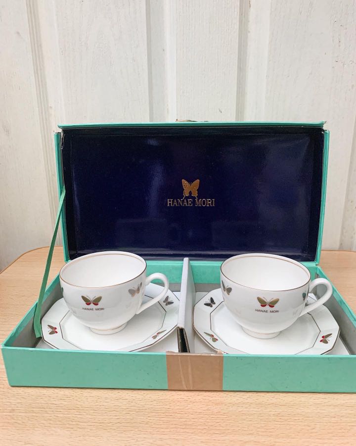 Hanae Mori Cup and saucer set with box, Furniture & Home Living ...