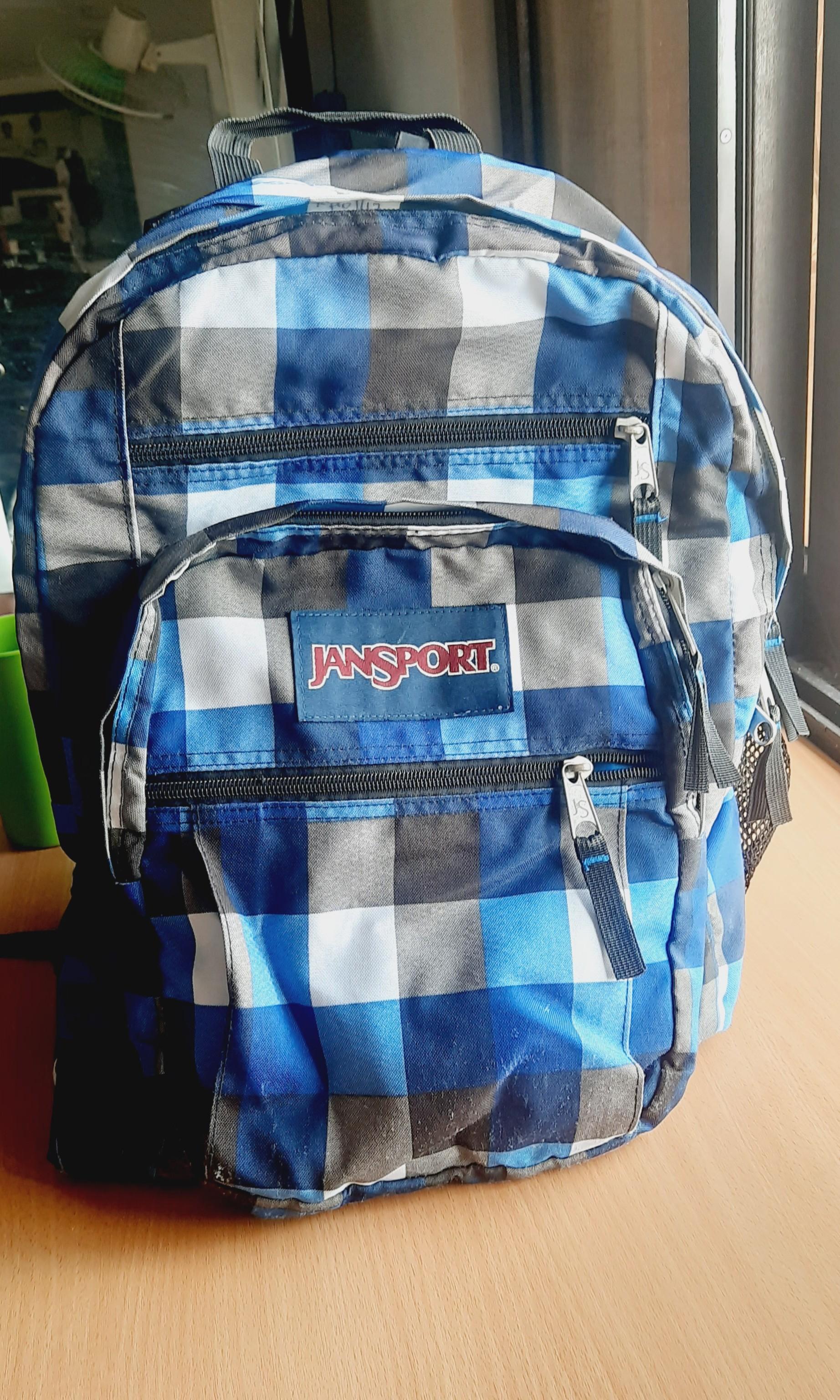 Jansport Checkered Blue Backpack, Men's Fashion, Bags, Backpacks on ...