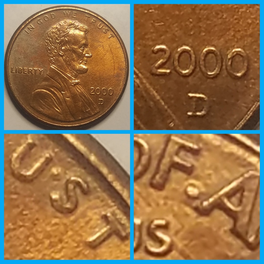Lincoln Penny series 2000 D Obv /Rev Die Break, Hobbies & Toys ...