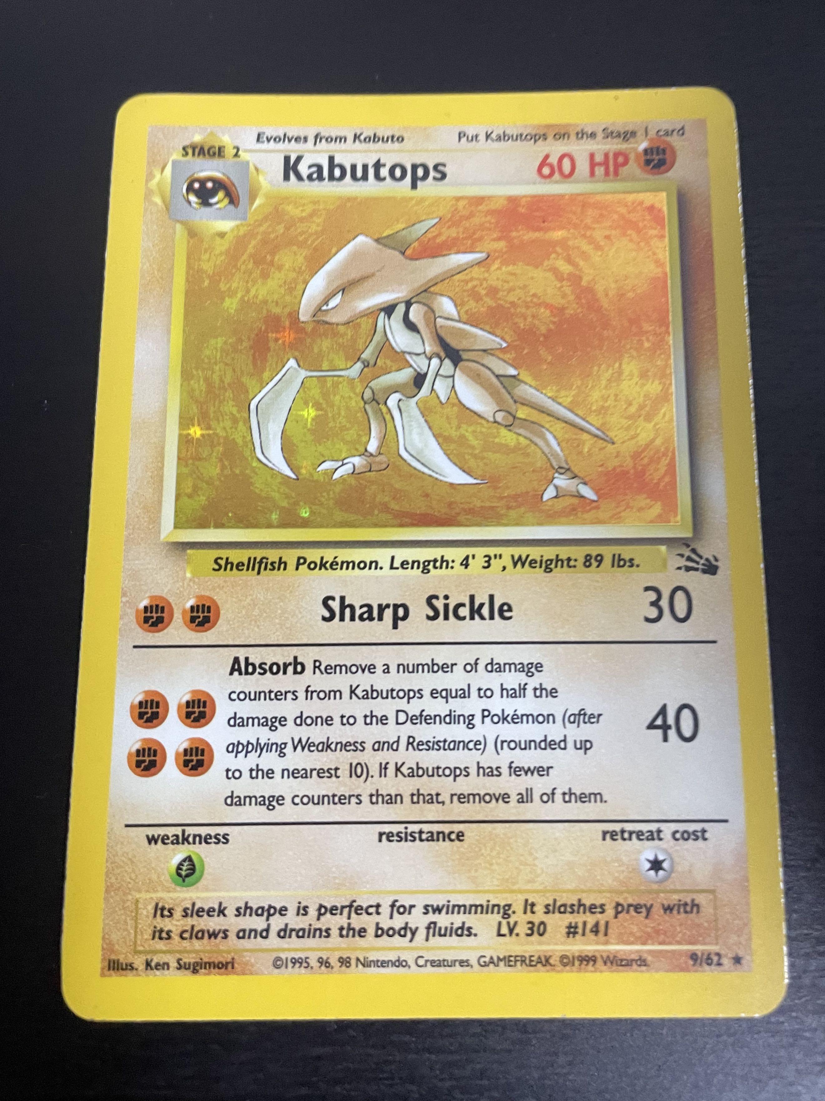 Pokemon Kabutops Fossil Set Unlimited Holo 9/62, Hobbies & Toys, Memorabilia & Collectibles ...
