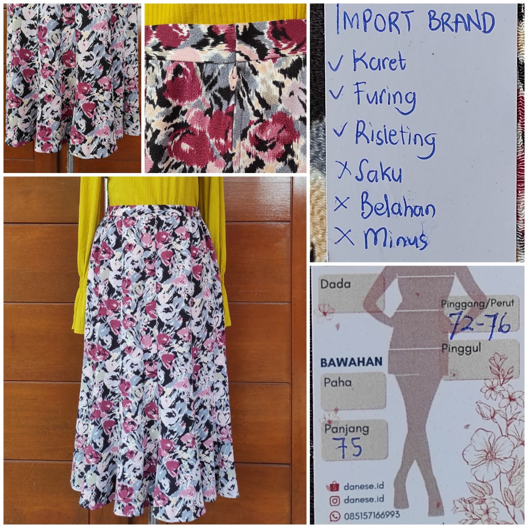 [PRELOVED] ROK VINTAGE MEKAR BUNGA PINK CANRIK MIDI PREMIUM, Fesyen ...