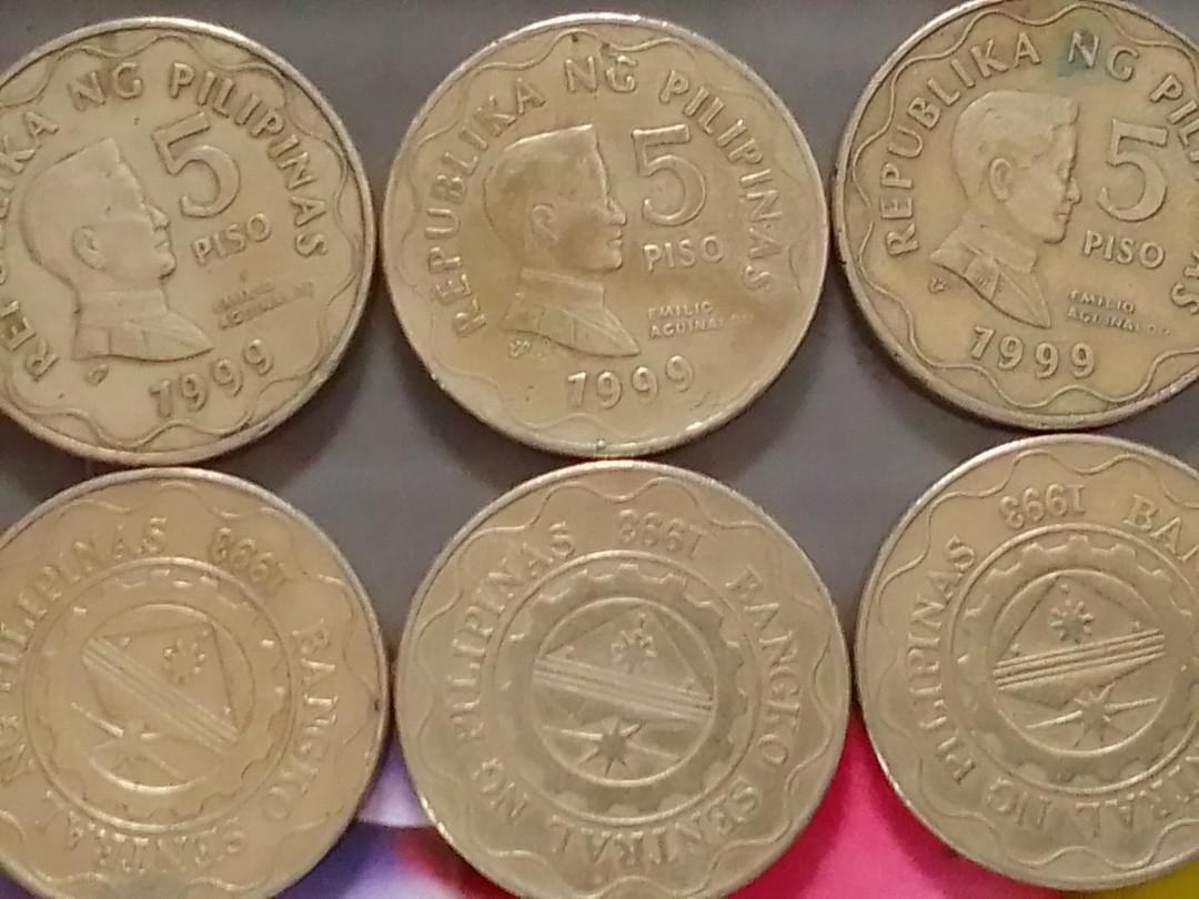 Shtf 1999 5 Piso BSP coins, Hobbies & Toys, Memorabilia & Collectibles ...