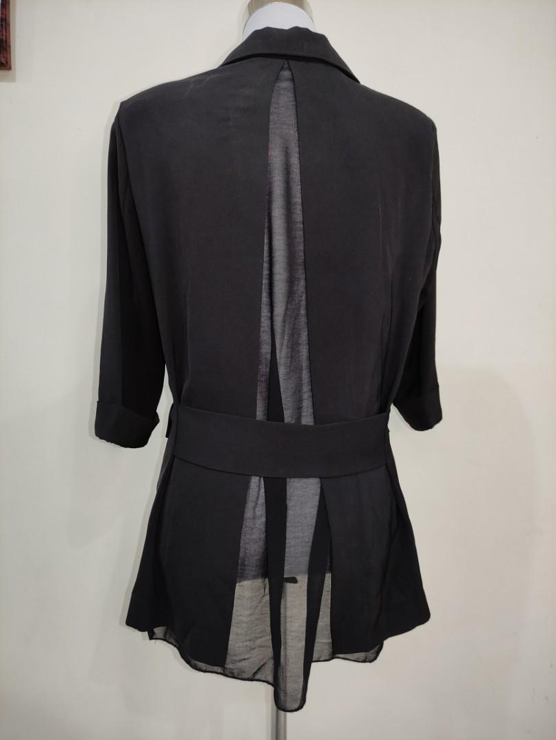 The Lab Sheer Back Blazer (Black), Women's Fashion, Coats, Jackets and ...