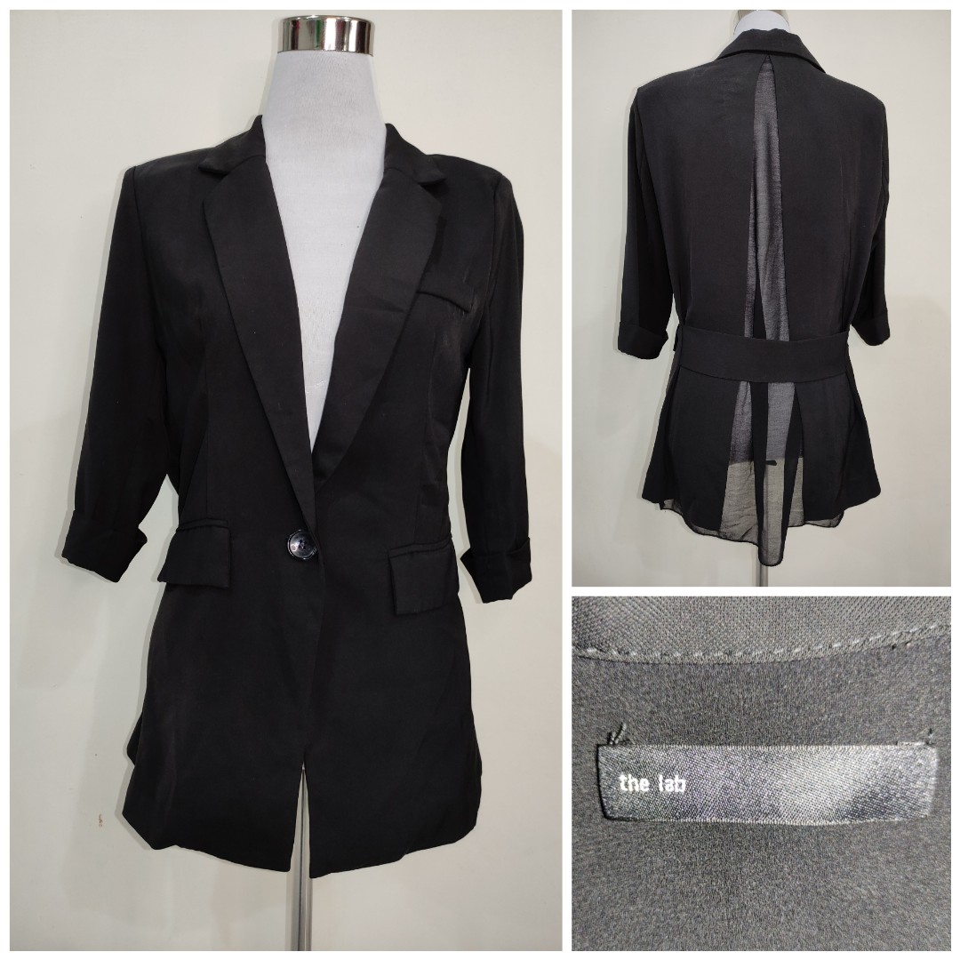 The Lab Sheer Back Blazer (Black), Women's Fashion, Coats, Jackets and ...