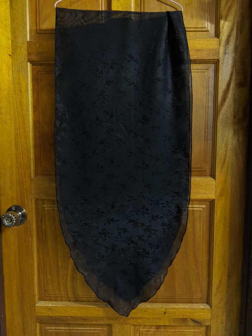 Black veil selendang hitam + Free Handkerchief, Women's Fashion ...