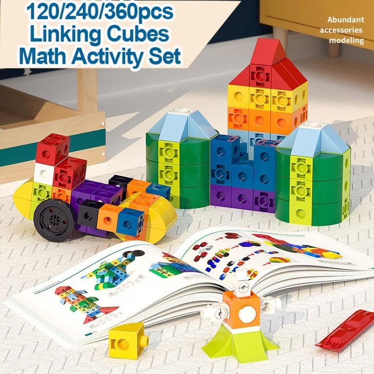 120/240/360pcs Linking Cubes Math Activity Set Math Building Blocks ...