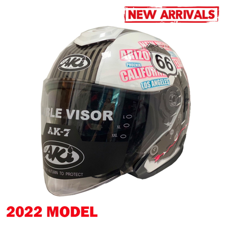 AKI AK7 Route-66 Helmet, Motorcycles, Motorcycle Apparel on Carousell