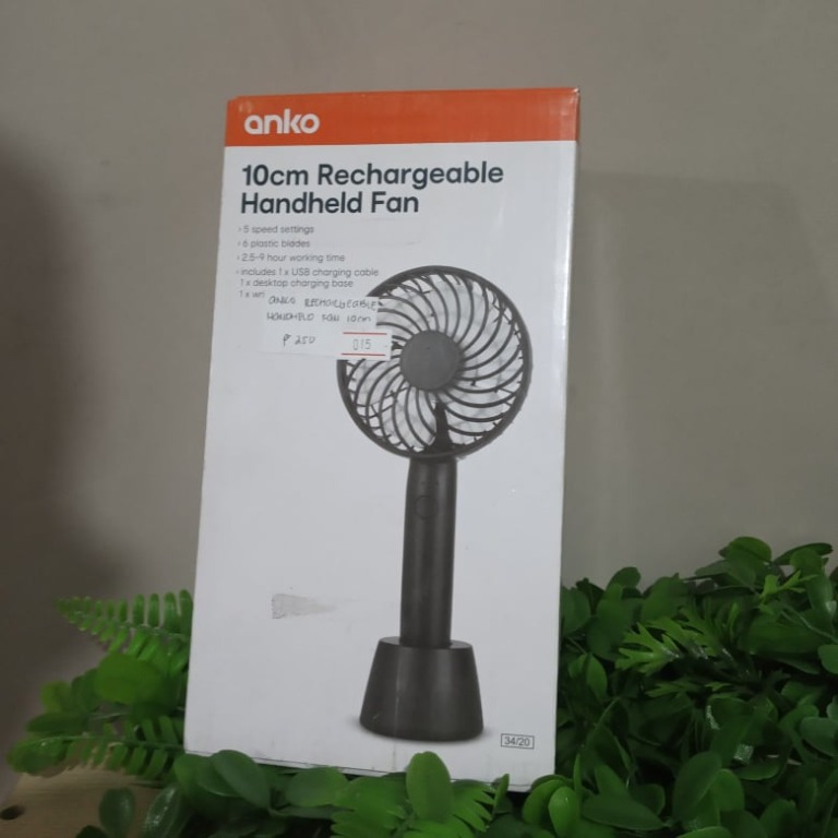 ANKO RECHARCHABLE HANDLED FAN 10CM, Furniture & Home Living, Lighting ...