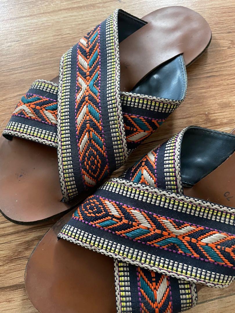 Aztec Sandals, Women's Fashion, Footwear, Flats & Sandals on Carousell