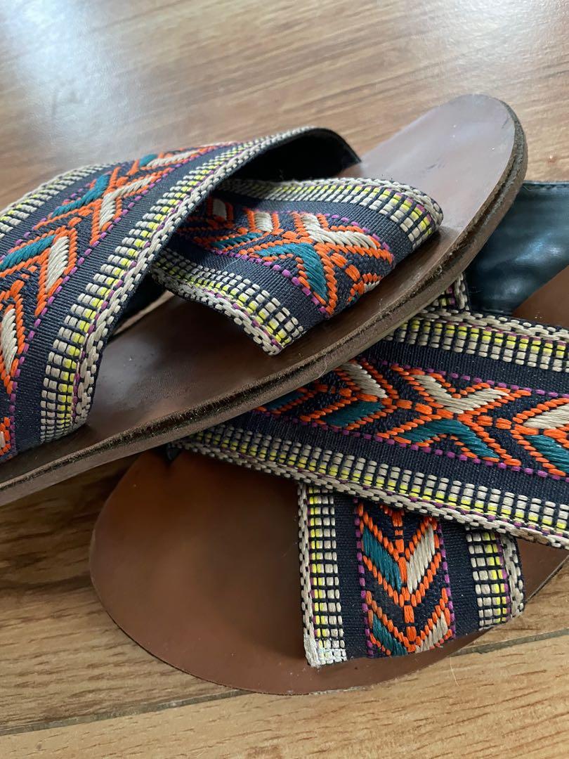 Aztec Sandals, Women's Fashion, Footwear, Flats & Sandals on Carousell
