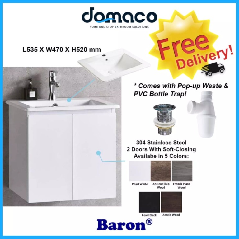 Baron A106B Basin Cabinet Set (304 Stainless Steel), Furniture & Home Living, Bathroom & Kitchen ...